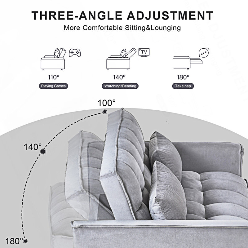Latitude Run® 3 In 1 Convertible Sleeper Sofa Bed, Modern Pull Out Couch Bed, Loveseat Futon ...